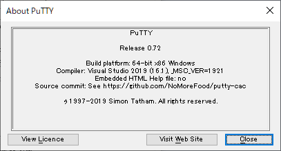 PuTTY を 0.72 にアップデート