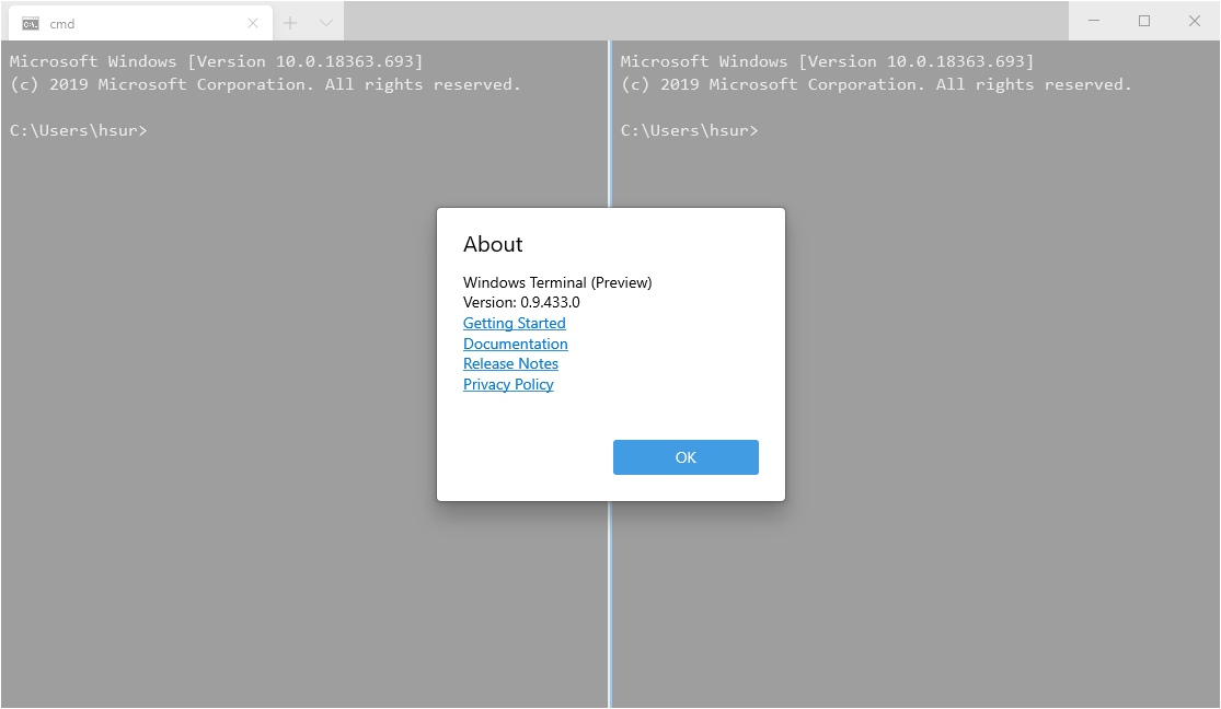 Windows Terminal 0.9 がリリースに