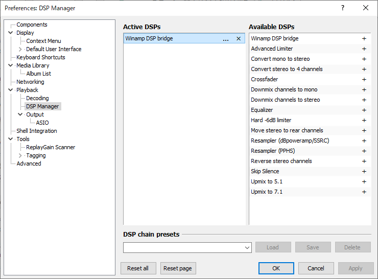 Foobar 2000 で Winamp DSP プラグインを使う